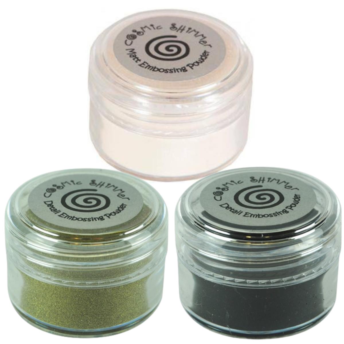 Cosmic Shimmer Embossing Powders - Set of 3: Clear, Bright Gold, Black ...