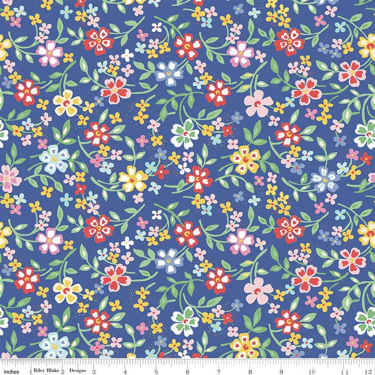 Riley Blake Always In Season Collection Blooming Bright Blue Extra Wide ...