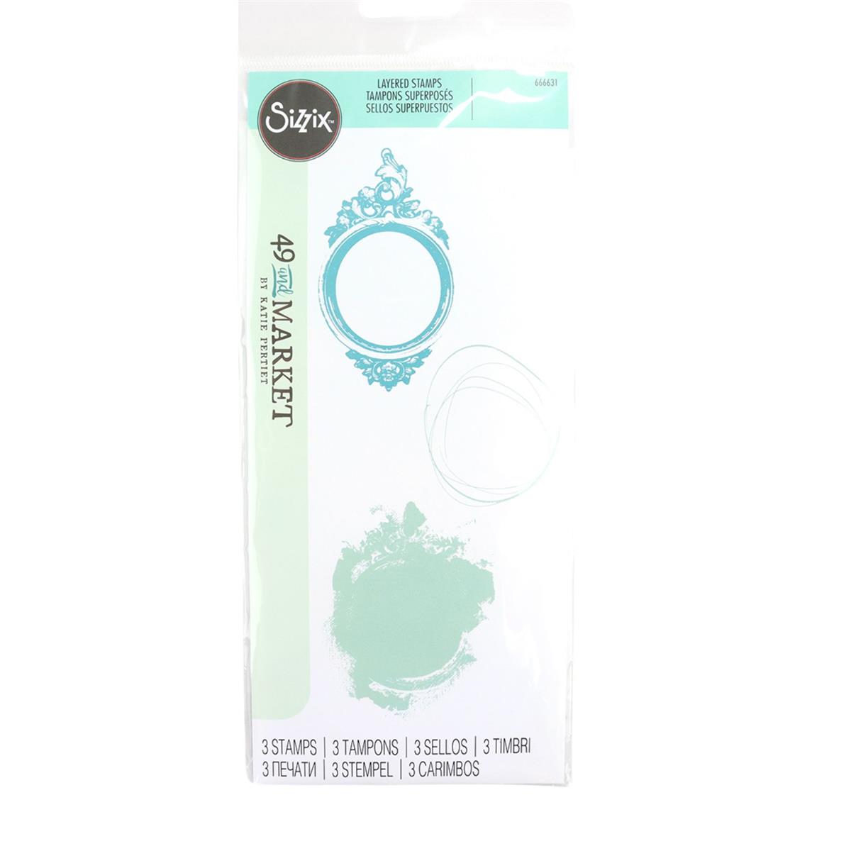 Sizzix Layered Clear Stamps Set 3PK Artsy Regal Frame by 49 and Market | HobbyMaker