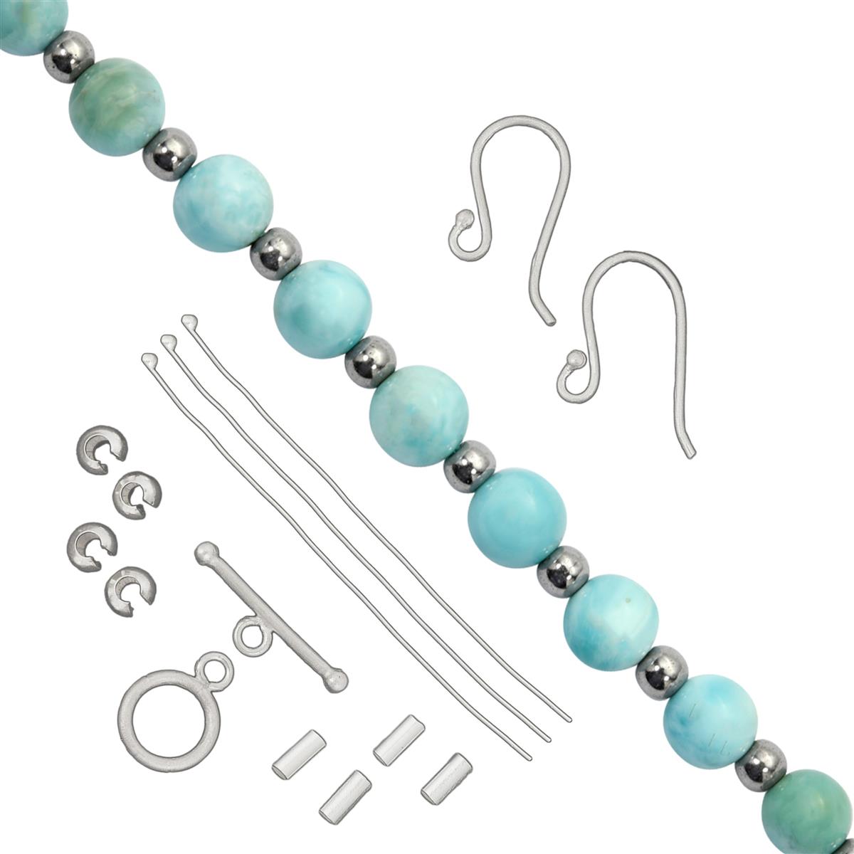 925 Sterling Silver, Smooth Round Larimar Project With Instructions By ...