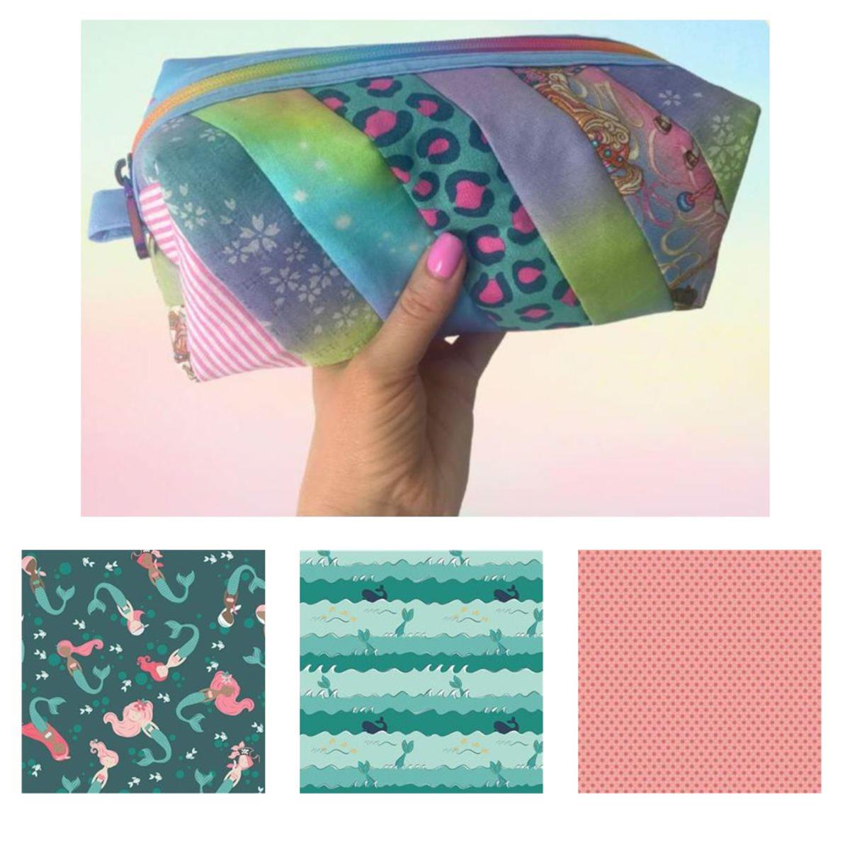 Studio 7t7 Leila Pouch Kit: Instructions & Riley Blake Mermaid FQ's (3pcs) | SewingStreet