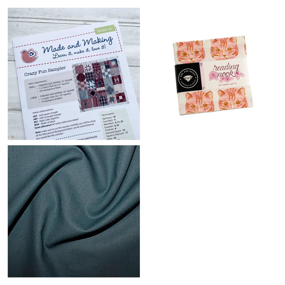 Made and Making Crazy Fun Teal Reading Nook Kit: Instructions, Fabric (1m) & 5 Charm Pack (42pcs ...