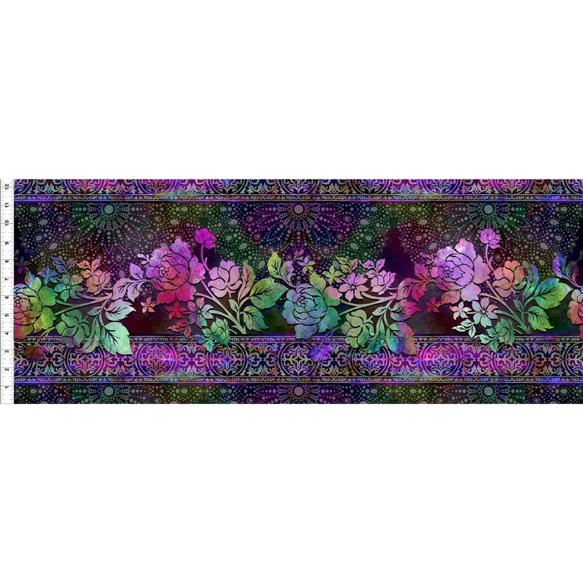 Jason Yenter Halcyon II Collection Border Pink Fabric 0.5m | SewingStreet