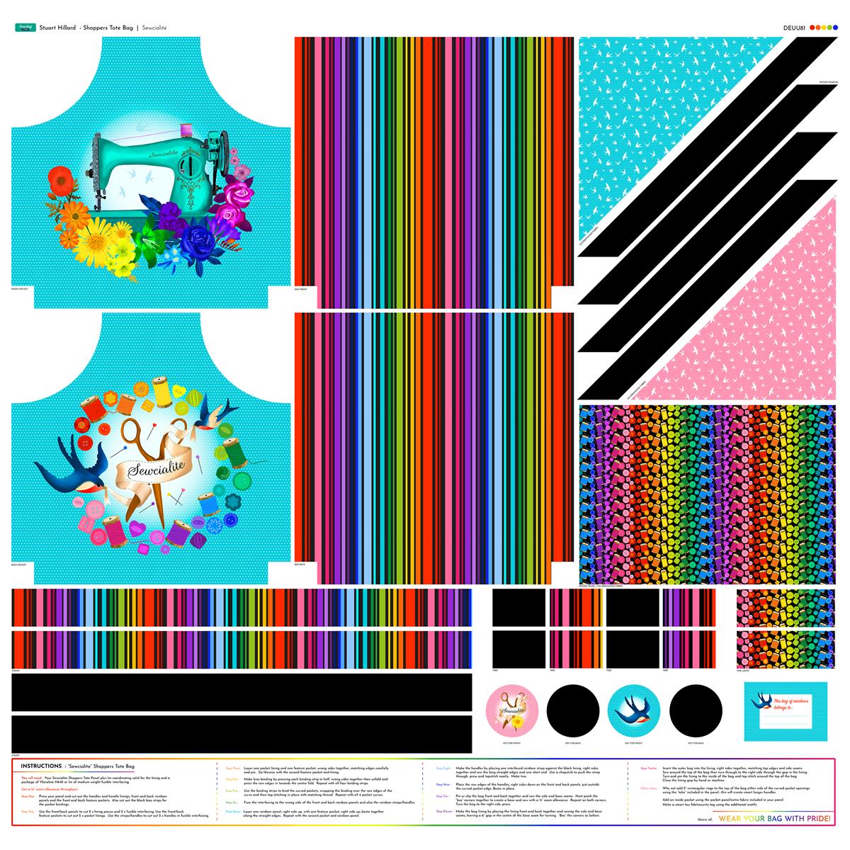 Stuart Hillard's Rainbow Tote Bag Panel (140 x 119cm) | SewingStreet