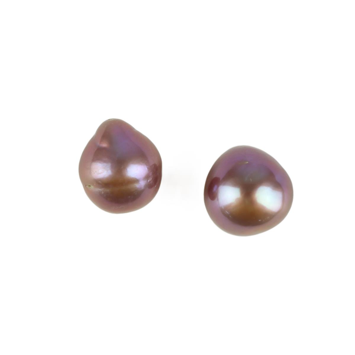 2x Natural Royal Purple Freshwater Nucleated Pearl Drop, Approx 10mm ...