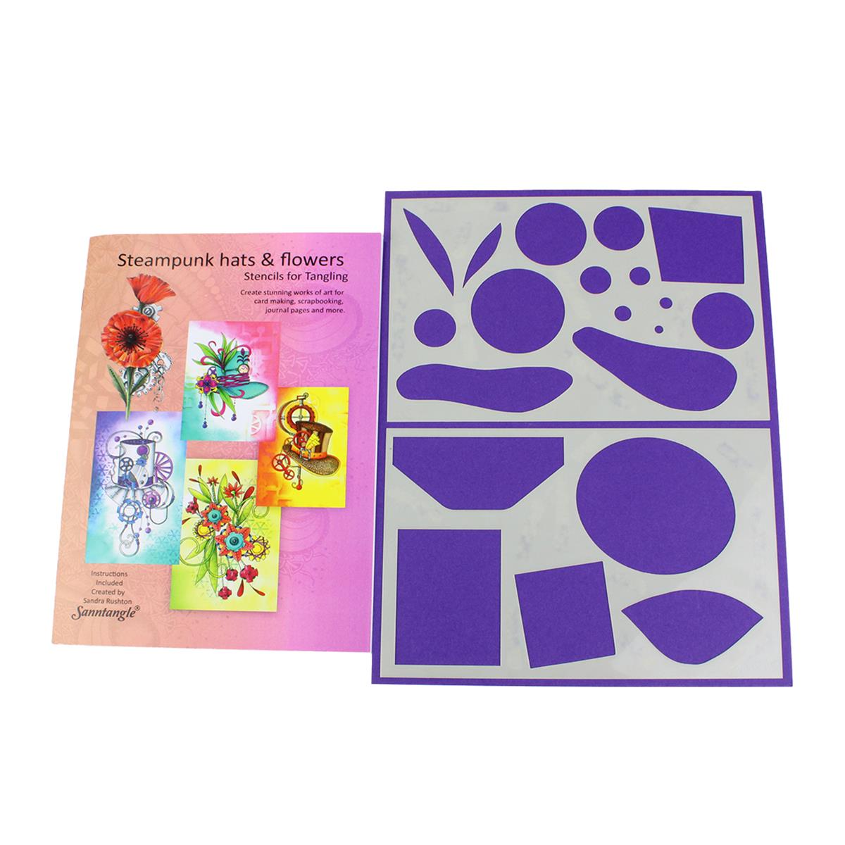 Sanntangle - Steampunk Hats & Flowers Stencil | HobbyMaker
