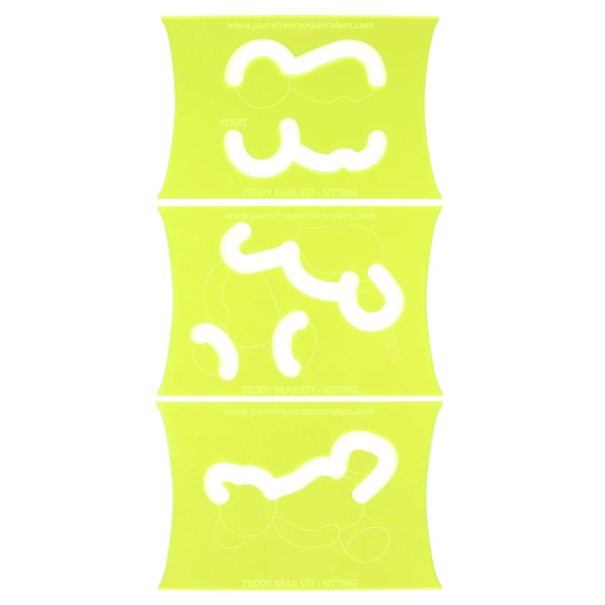 Parrs Free Motion Ruler Teddy Bear Sitting Set - 3 Rulers | SewingStreet