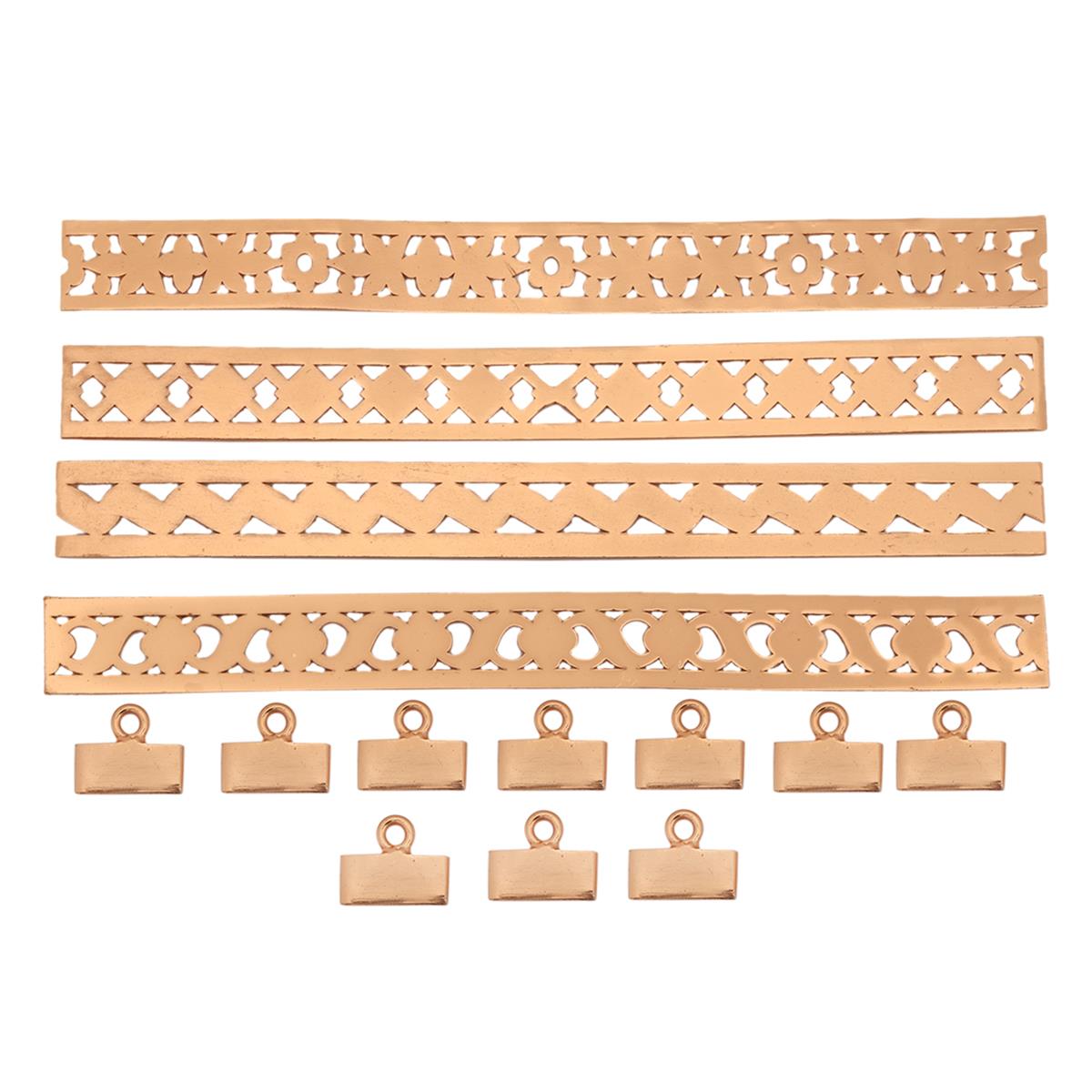 Set of 4 Designs Rose Gold Plated Base Metal Decorative strip Project ...