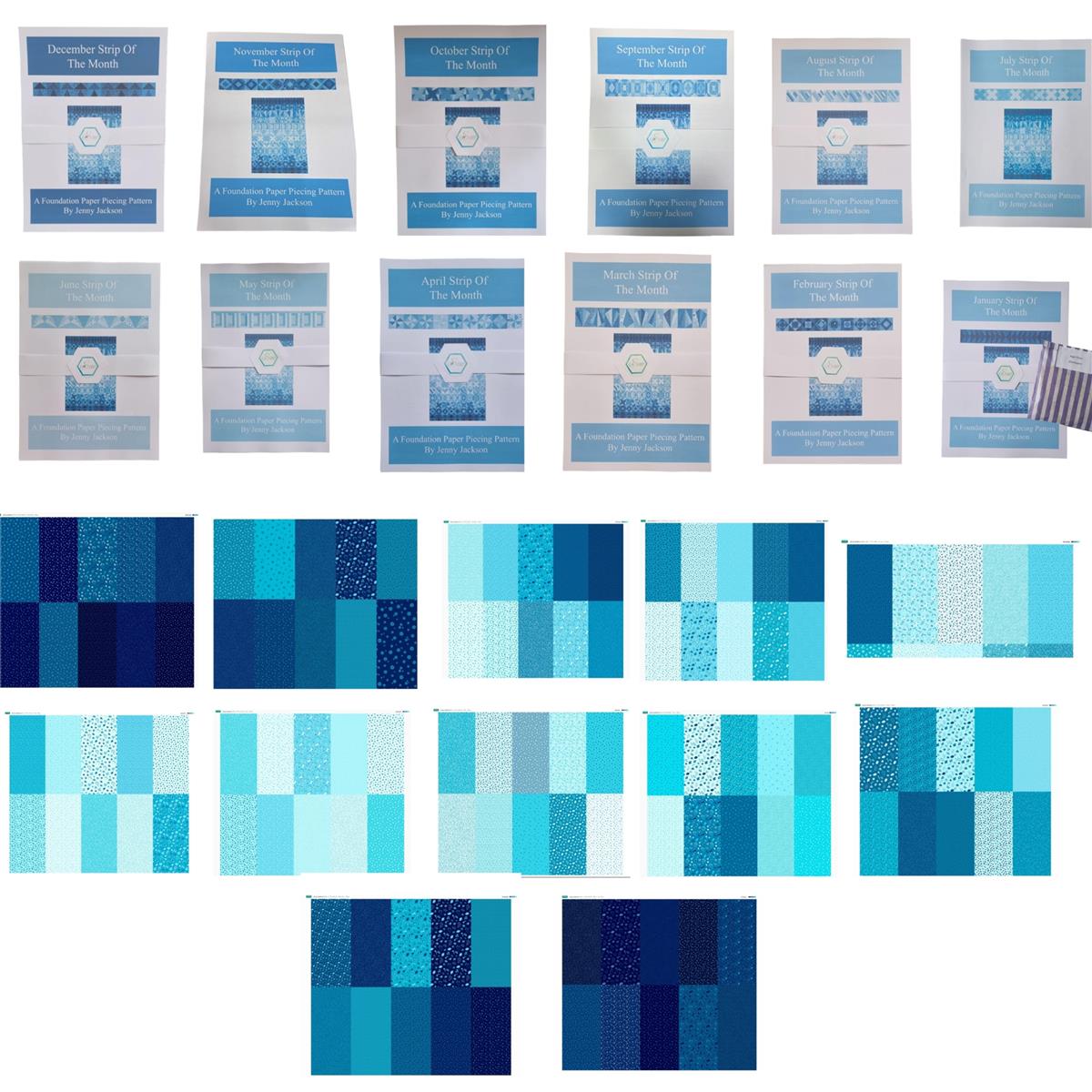 Jenny Jackson's Blue FPP Complete Strip of the Month Pattern ...