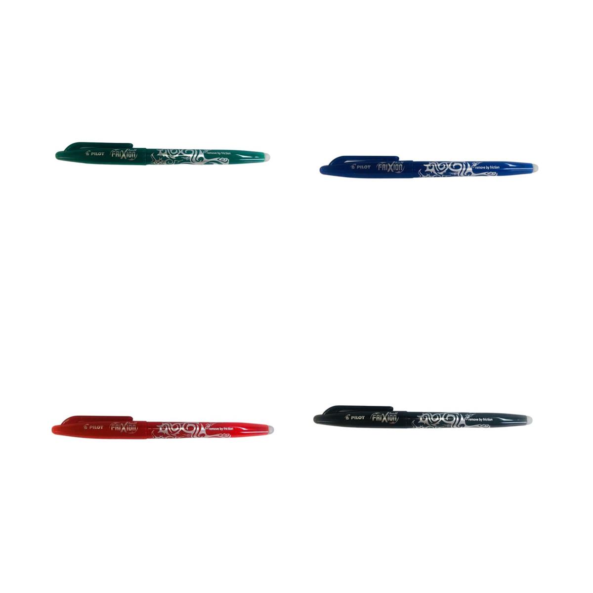 4 Medium Tip FriXion Ball Pens Bundle: Black, Blue, Red & Green ...