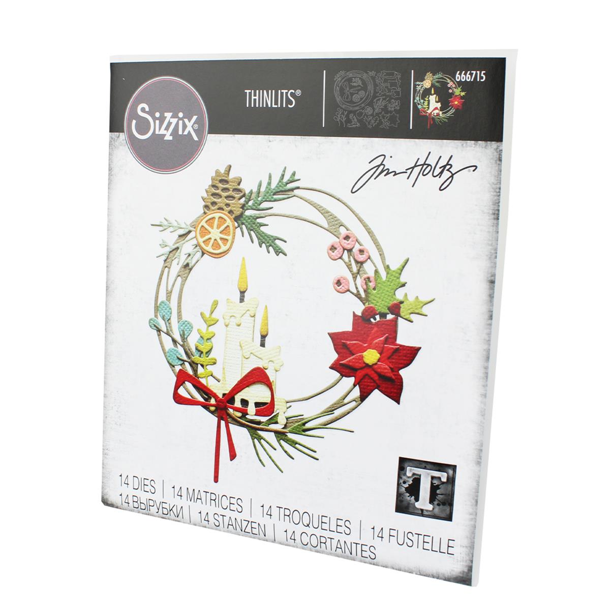 Sizzix® Thinlits® Die Set 14PK – Vault Festive Wreath by Tim Holtz | HobbyMaker