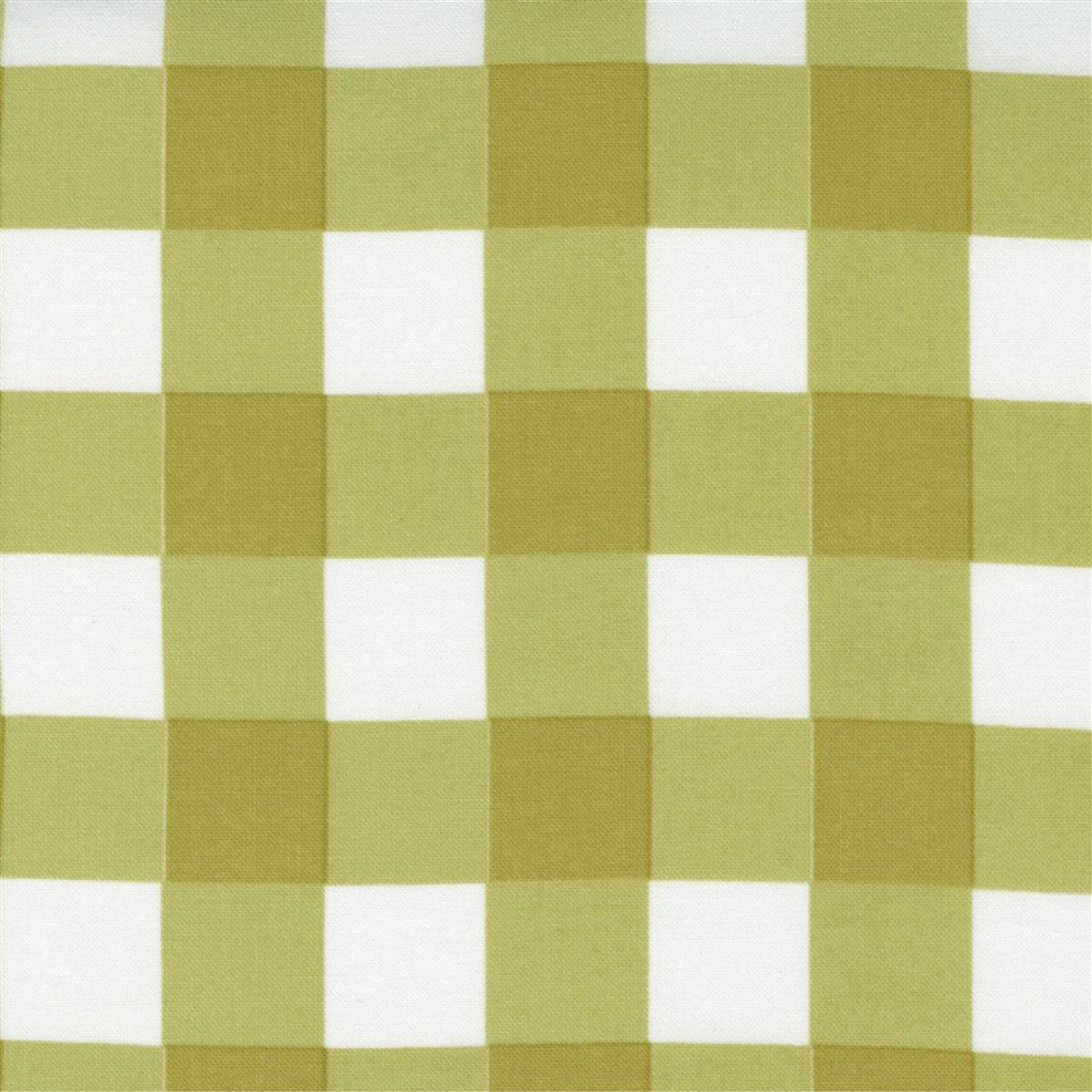 Moda Cozy Up Check Autumn Fall Buffalo Check Large on Moss Fabric 0.5m ...