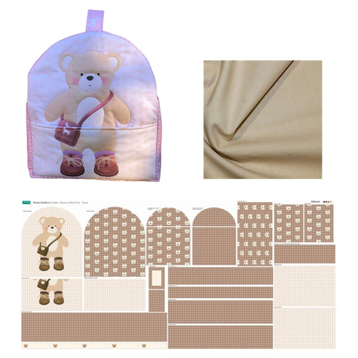 Family Comforts Taupe Teddy Backpack Kit: Instructions, Fabric Panel ...