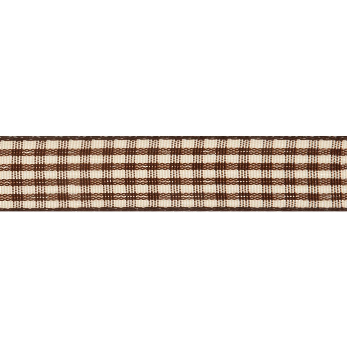 Chocolate & Tan Gingham Ribbon 4m x 15mm | SewingStreet