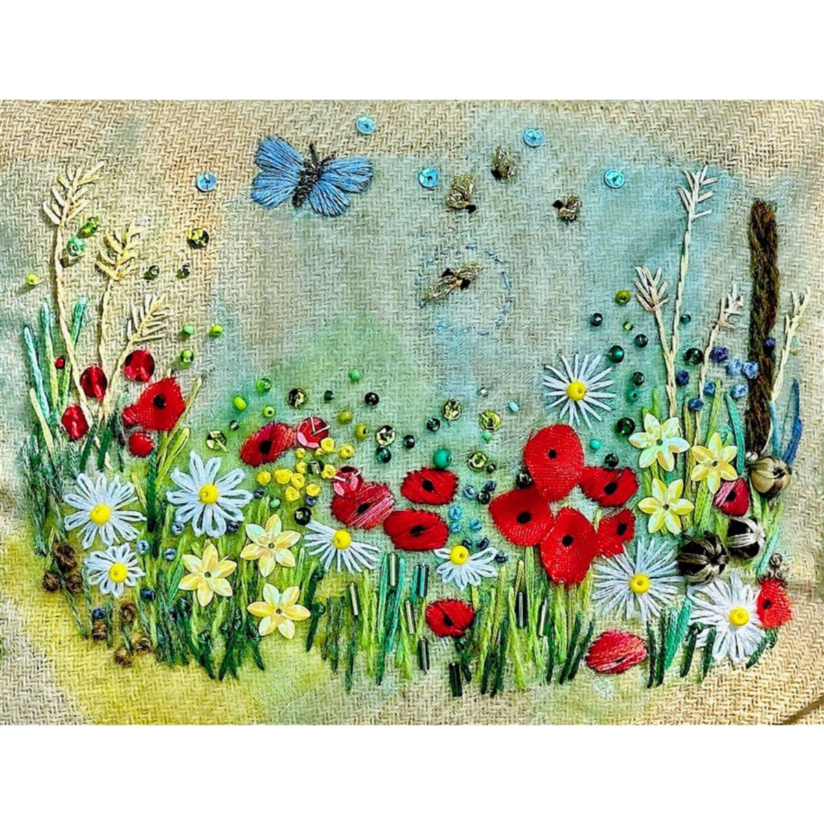 Rowandean Embroidery Poppy Meadow Pincushion Kit | SewingStreet