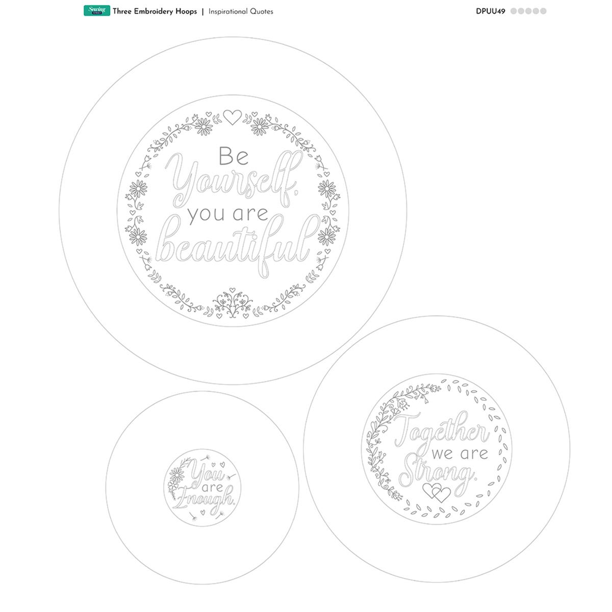 Inspirational Quotes Set of 3 Embroidery Slogans Fabric Panel (70cm x ...