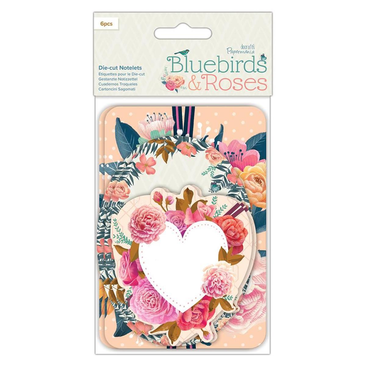 Die-cut Notelets (6pcs) - Bluebirds & Roses | HobbyMaker
