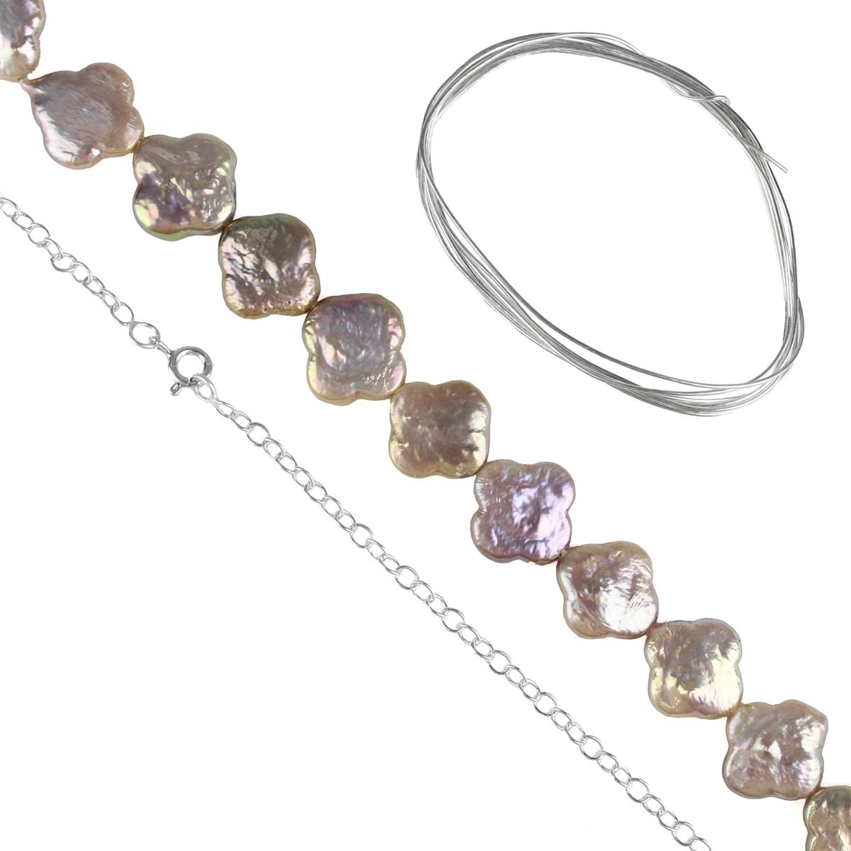 925 Sterling Silver Natural Purple Freshwater Cultured Clover Pearl ...