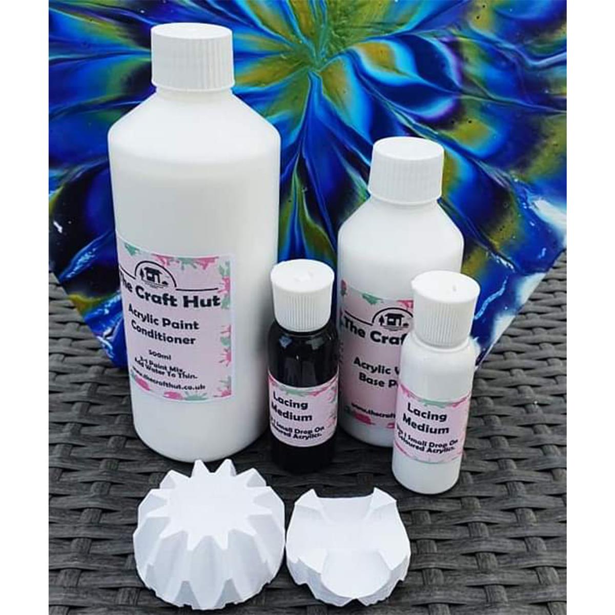 The Craft Hut Fluid Art Kit, Conditioner, Paint Base, White Lace, Black ...
