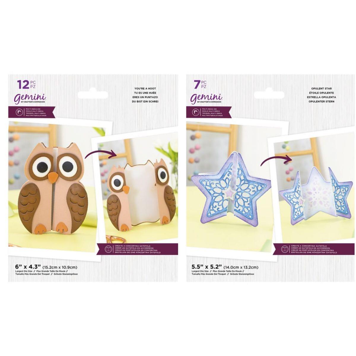 Gemini Multi Media Owl & Star Die Collection - 19 Dies | SewingStreet