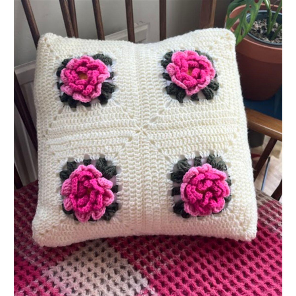 Adventures in Crafting Rose Crochet Cushion Kit | SewingStreet