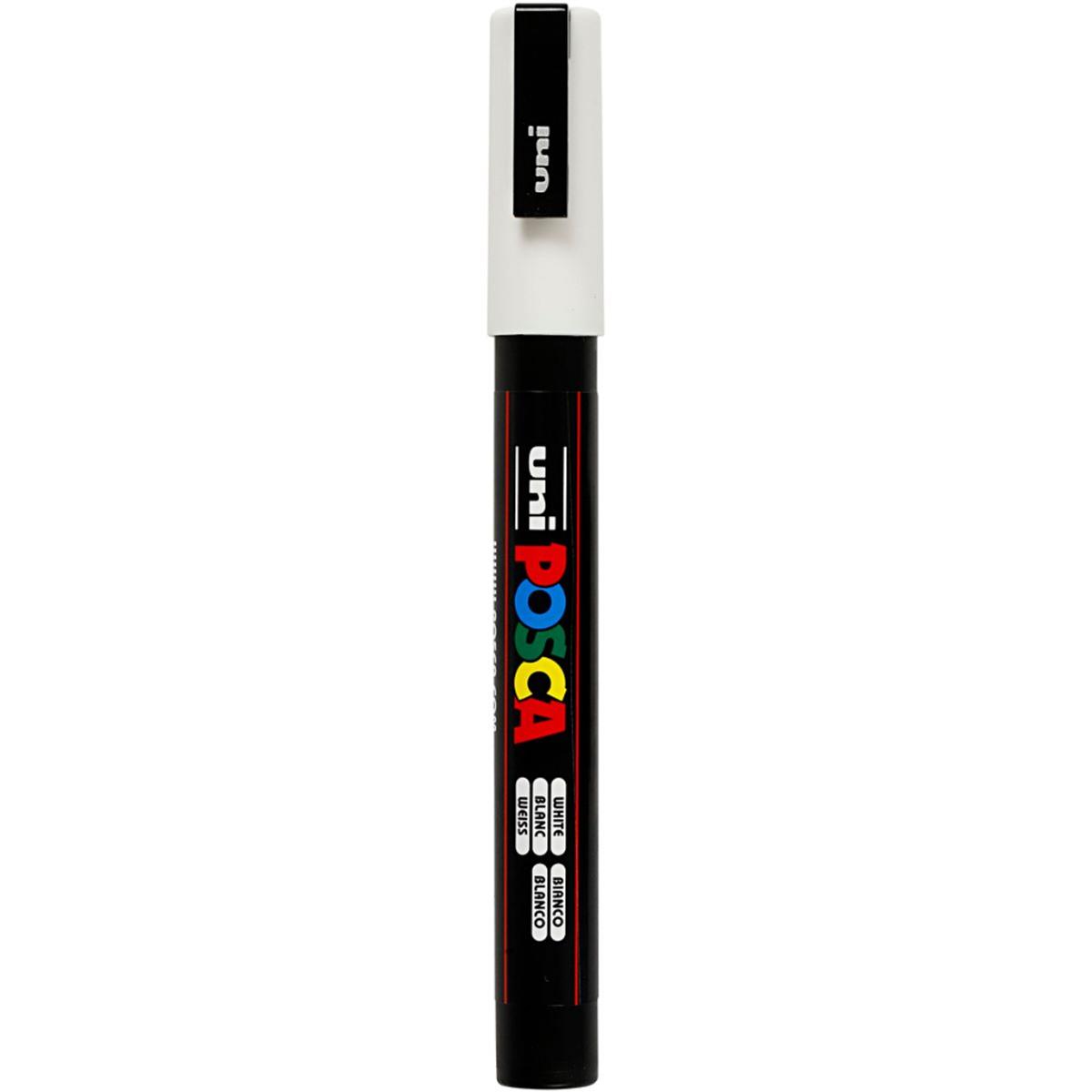 Posca Marker, white, no. PC-3M, line 0,9-1,3 mm, 1 pc | HobbyMaker