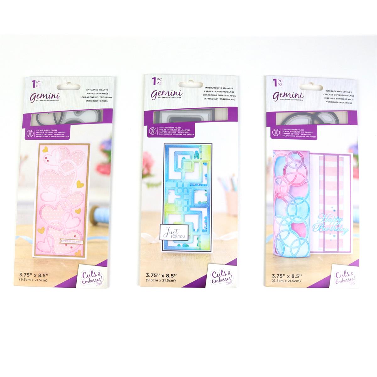 Gemini Slimline Aperture Cut & Emboss Folders 3PC Collection - Shapes ...