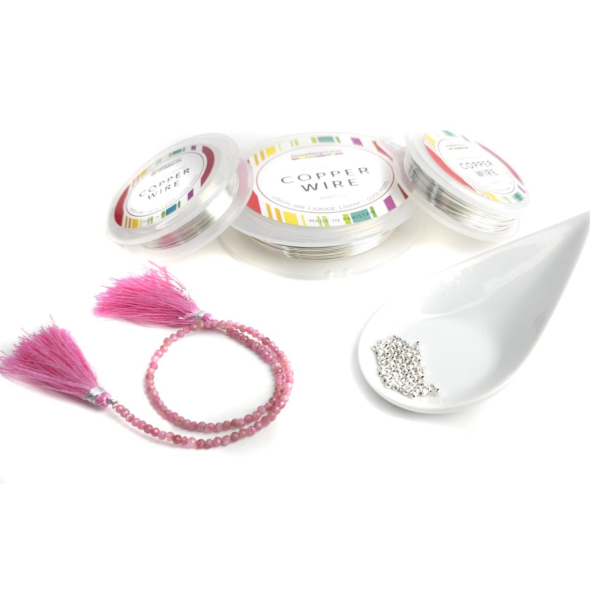 Rare Rabbit! Silver Colour Wire & Crimp Beads, 15cts Pink Tourmaline ...