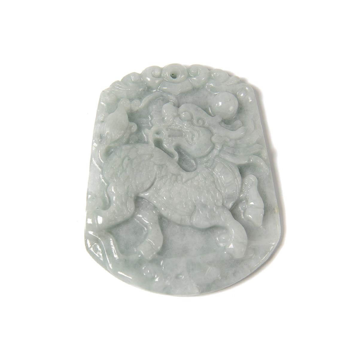 110cts Type A Jadeite Qilin Pendant Approx 38x52mm | JewelleryMaker