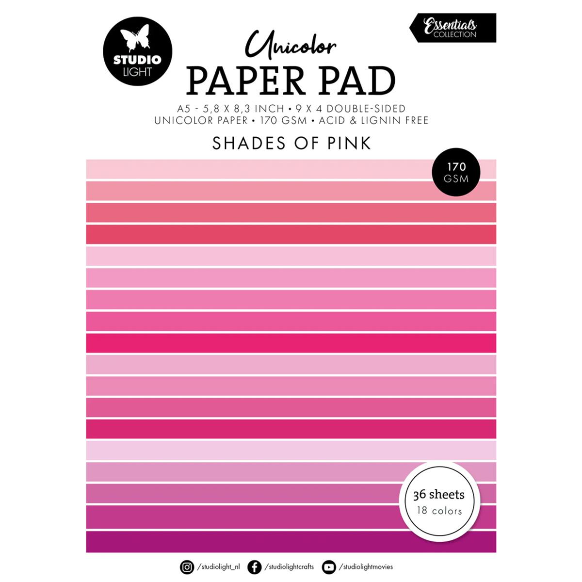 SL Unicolor paper pad Shades of pink Essentials, 36 Sheets | HobbyMaker