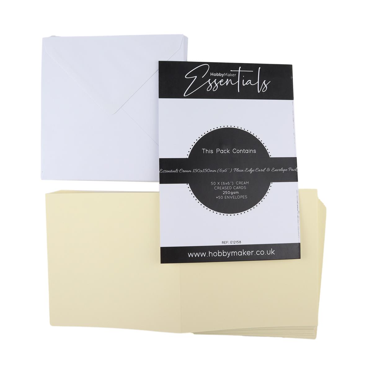 Hobby Maker Essentials 50 x Cream (6x6) Plain edge cards & Envelopes ...