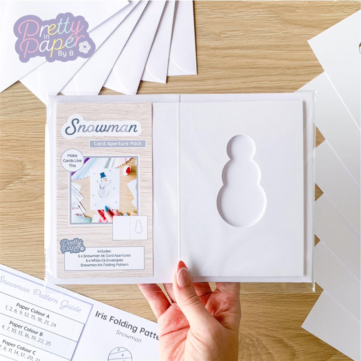Snowman Aperture Cards A6 (Pack of 6) & Iris Folding Pattern | HobbyMaker