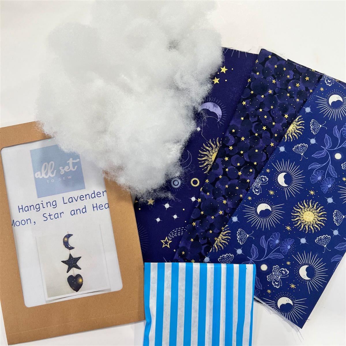 All Set to Sew Hanging Lavendar Star, Moon and Heart Kit | SewingStreet