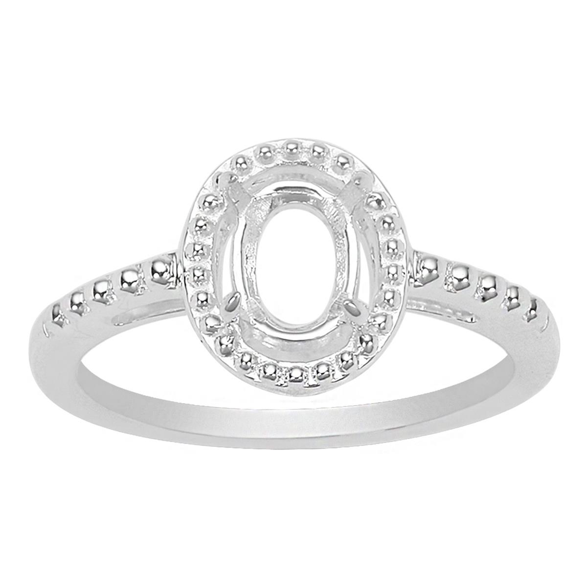 925 Sterling Silver Ring Mount With Halo & Side Detail (To Fit 7x5mm ...