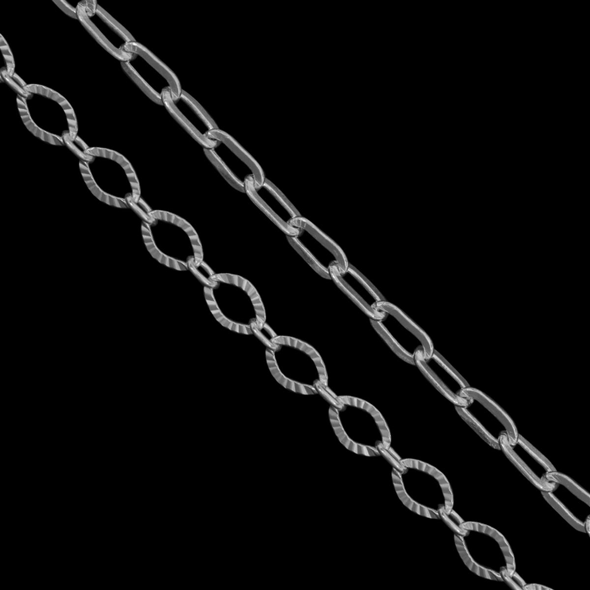 2m Silver Plated Base Metal Chain (1m Paperlink & 1m Oval & Round Link ...