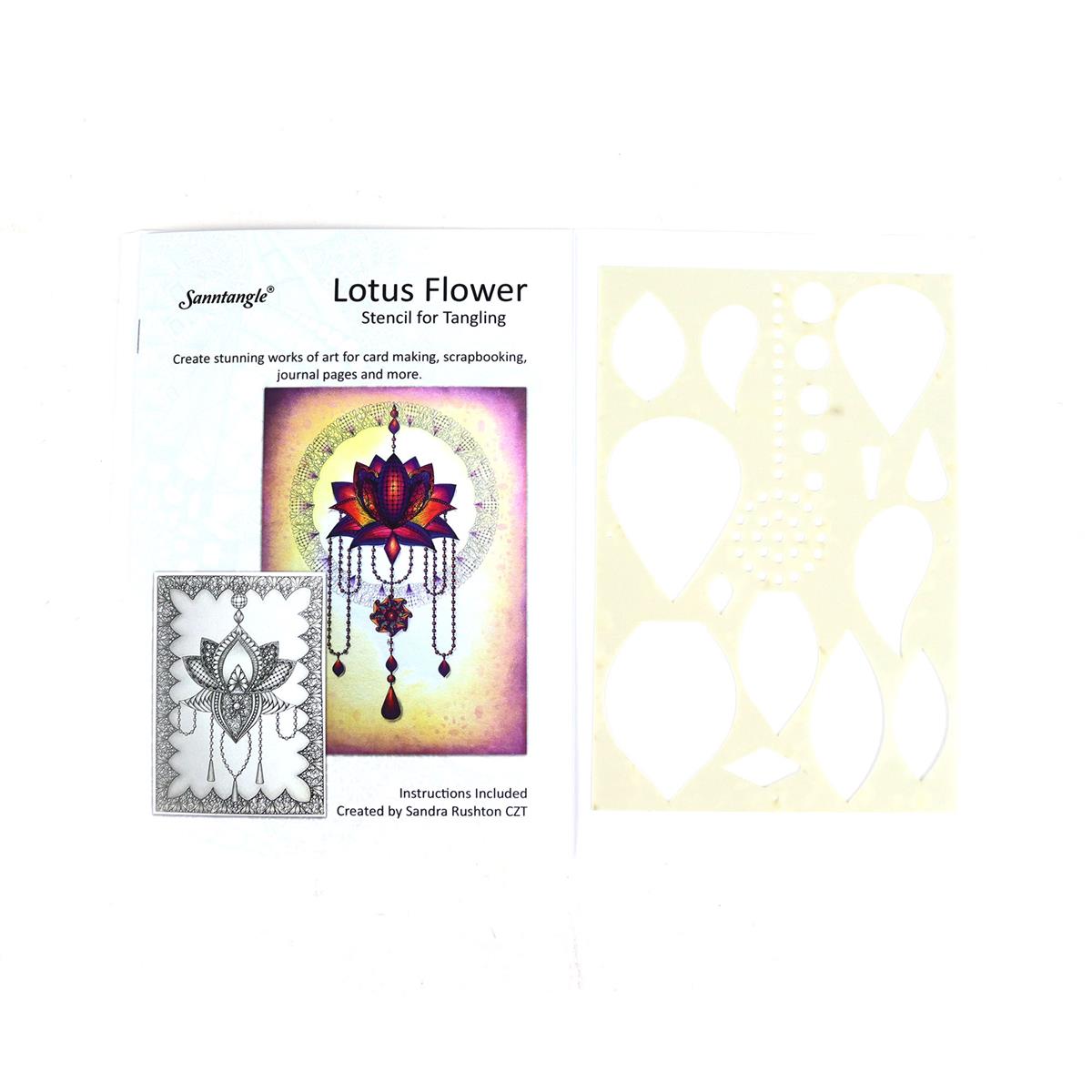 Sanntangle Lotus flower Stencil & Booklet Set | HobbyMaker