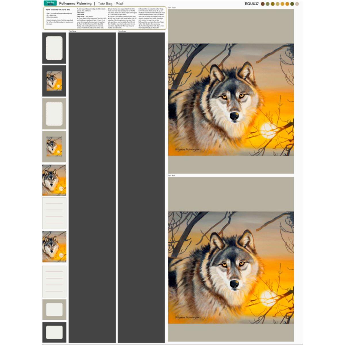 Pollyanna Pickering Wolf Tote Fabric Panel 70cm x 95cm | SewingStreet