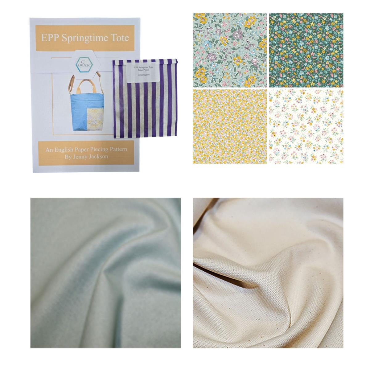 Jenny Jackson Liberty Heirloom EPP Spring Time Tote Bag Kit: Pattern, Paper Pieces, F8th Pack ...