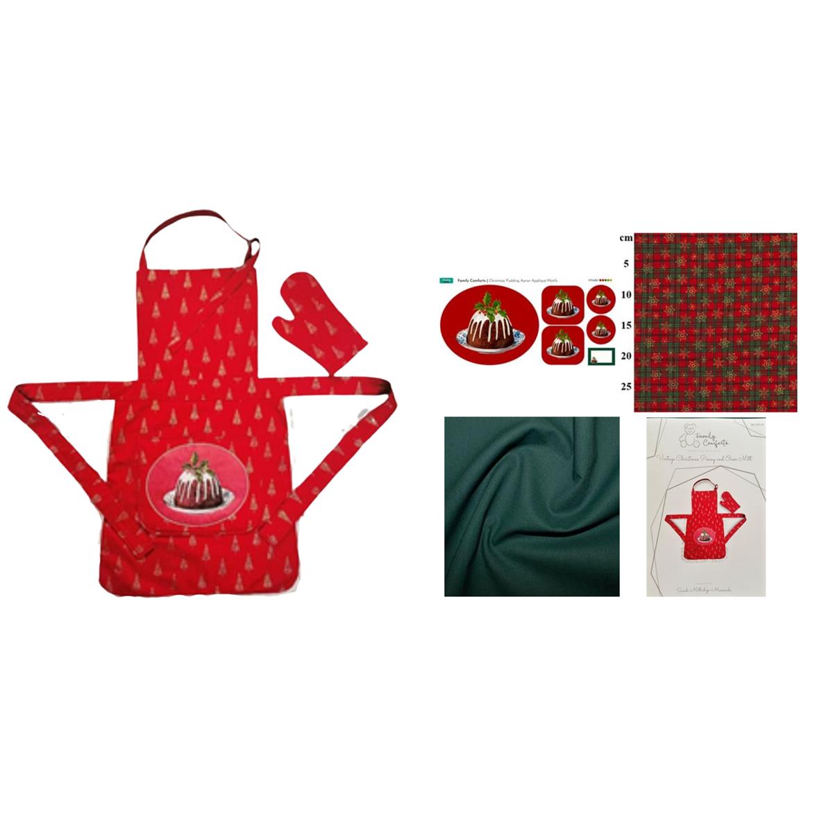 Family Comforts Vintage Christmas Pinny & Oven Mit Christmas Pudding ...
