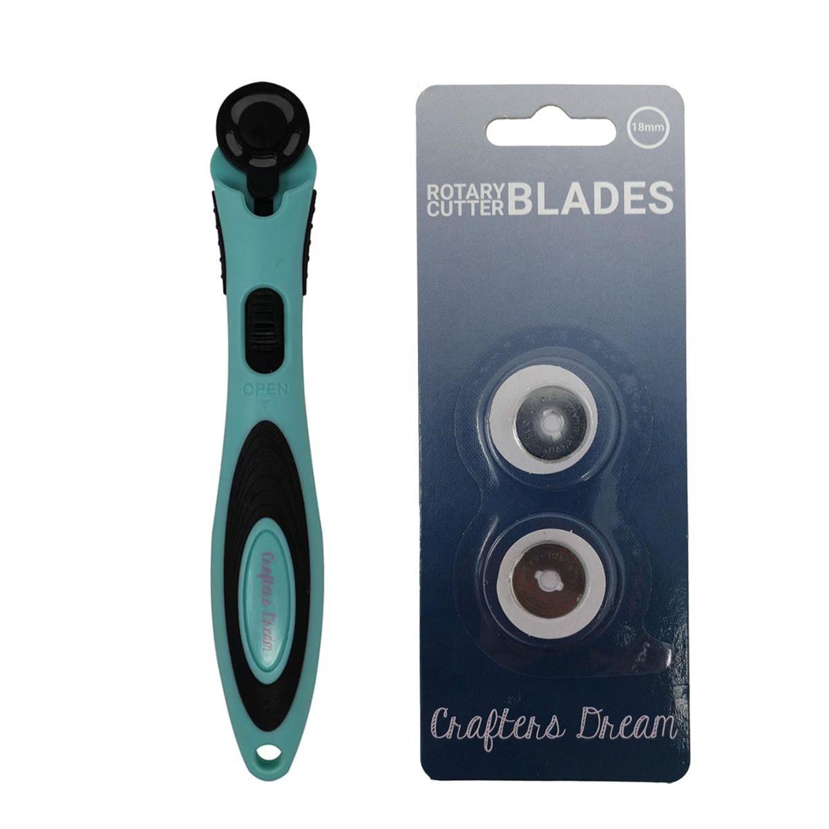 Crafters Dream Blue 18mm Rotary Cutter Set with 2 Spare Blades ...
