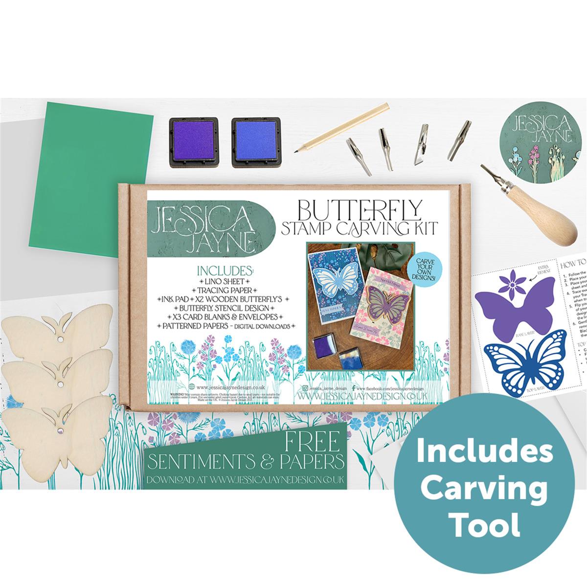 Butterfly stamp carving kit - With Carving tool | HobbyMaker