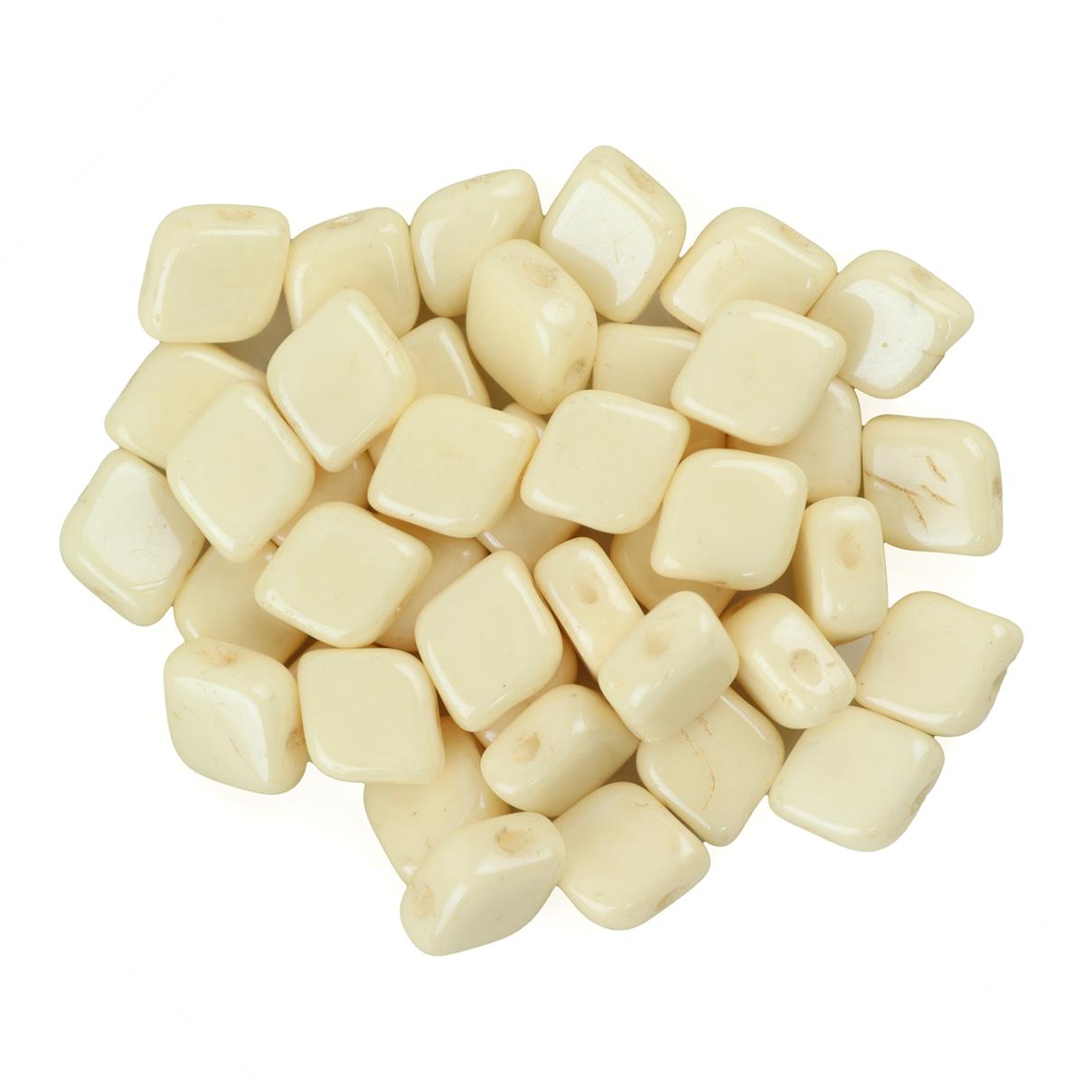 Czech Rhombus Beads- Chalk white Champagne Luster, 8x10mm (50pcs ...