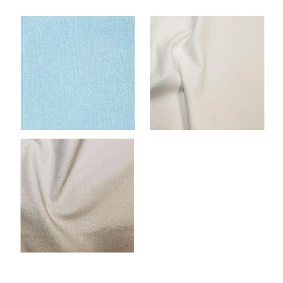100% Cotton Ivory, Light Grey & Powder Blue Fabric Bundle (1.5m ...