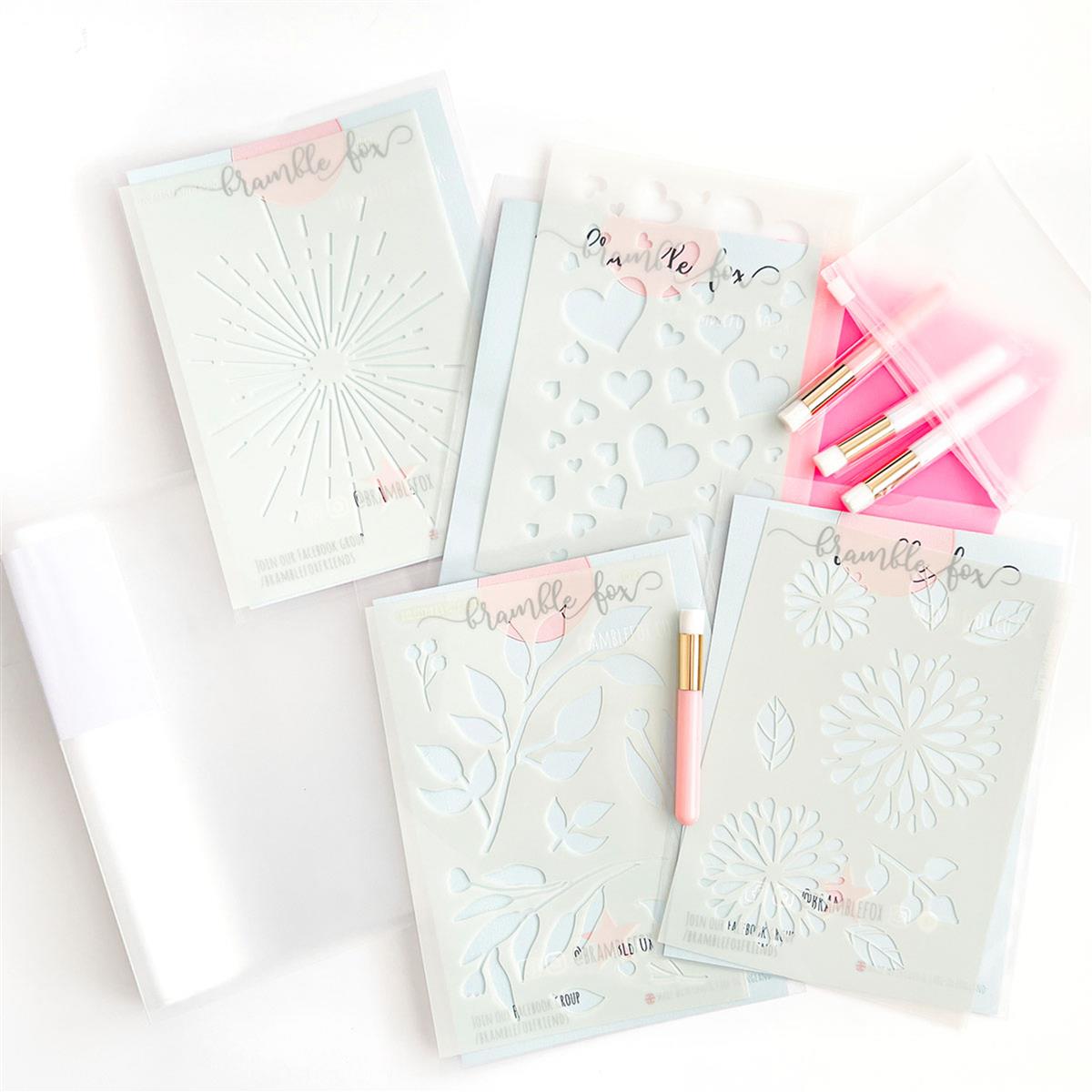 Stencil Collection 4 Stencils, Messy Mat, Blending brushes | HobbyMaker