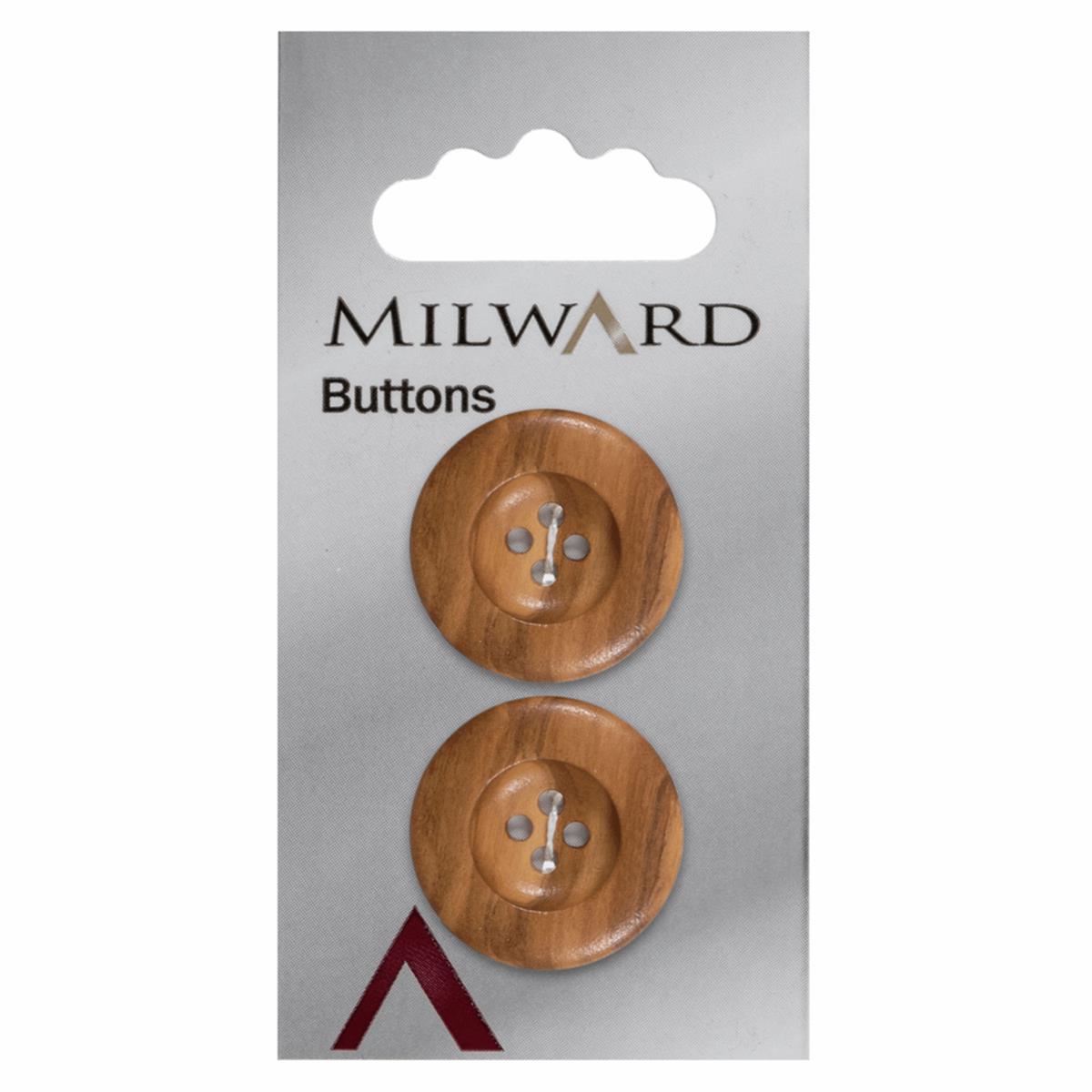 Wooden Milward Carded Button 25mm Pack of 2 | SewingStreet