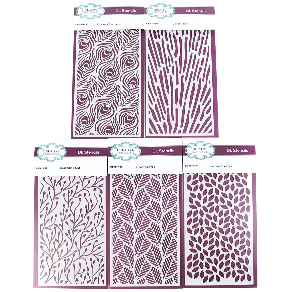 NEW Creative Expressions DL Stencils - SET of 5 - Set B | HobbyMaker