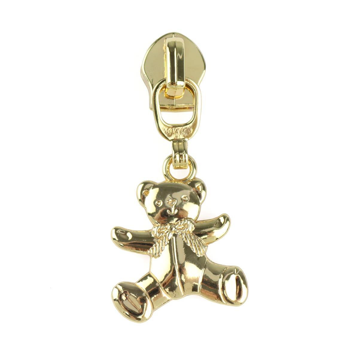 Gold Plated Teddy Bear Zip Slider for No.5 Nylon Zip | SewingStreet