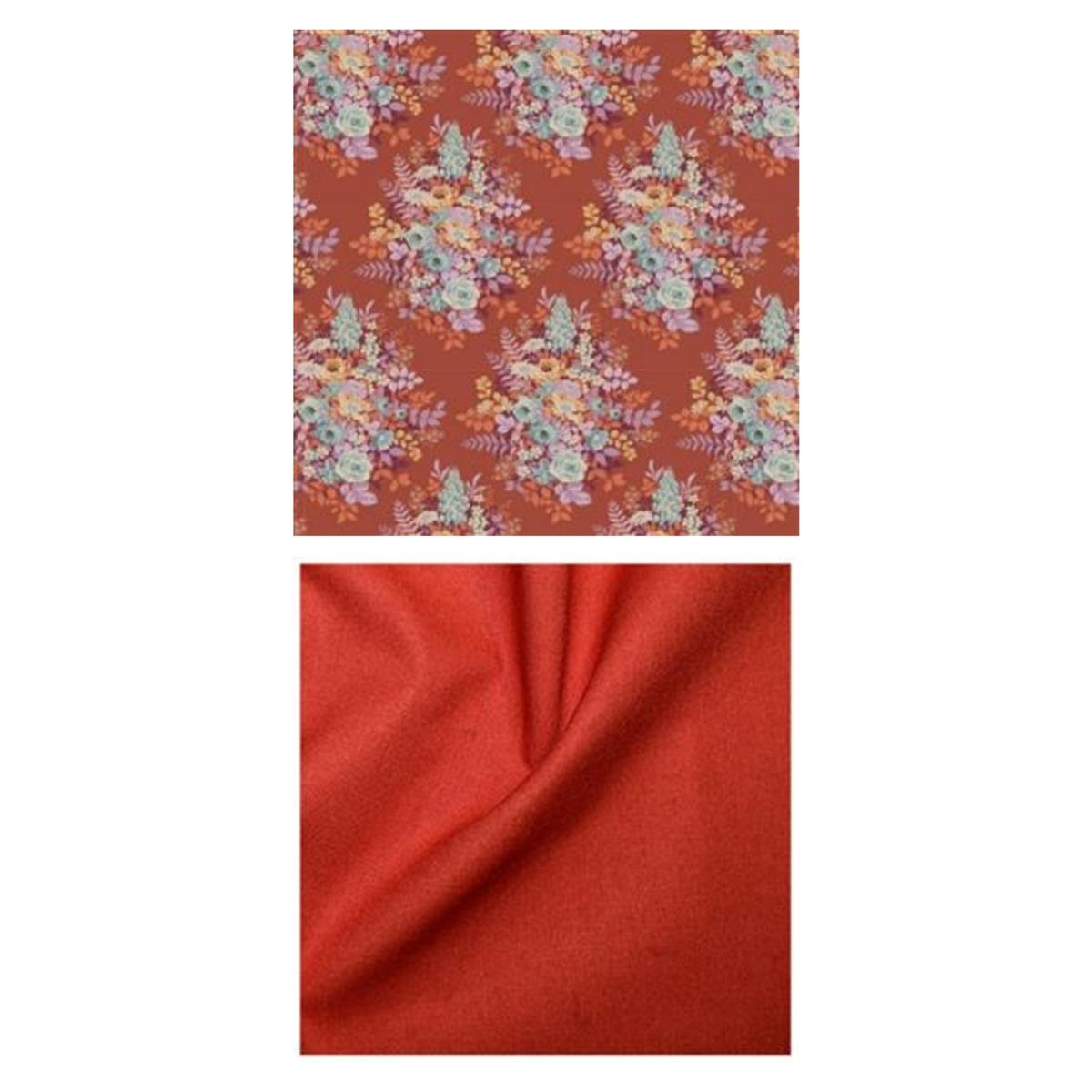 Tilda Chic Escape Whimsyflower Rust & Paprika Plain Fabric Bundle (1m) | SewingStreet