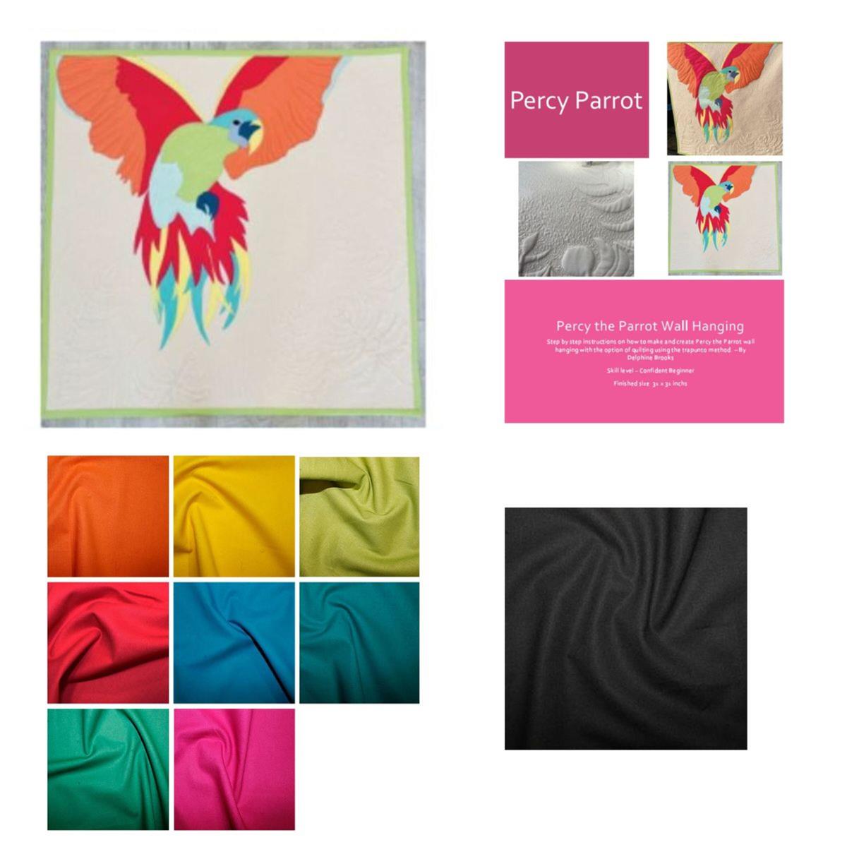 Delphine Brooks' Bright Percy Parrot Quilt Kit: Instructions, Fabric ...