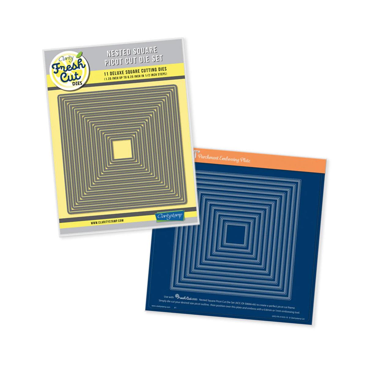 Clarity Stamp Fresh Cut Nested Picot Dies & Groovi Plate - Squares ...
